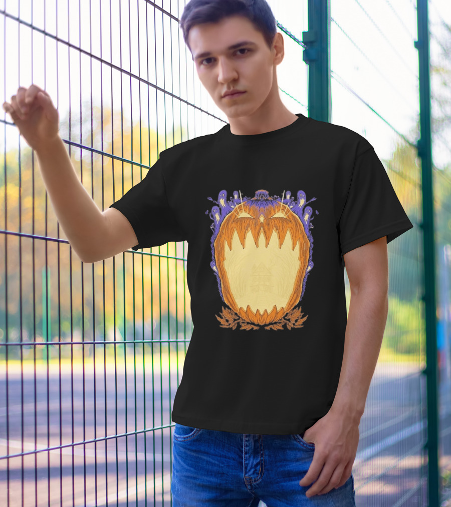 Pumpkin Ghost Haunted House Halloween Spooky Jack O' Lantern T-Shirt