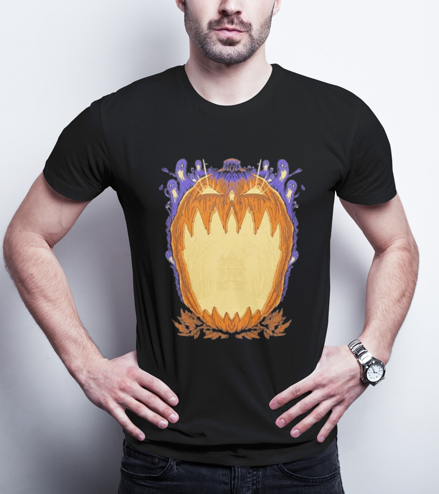 Pumpkin Ghost Haunted House Halloween Spooky Jack O' Lantern T-Shirt