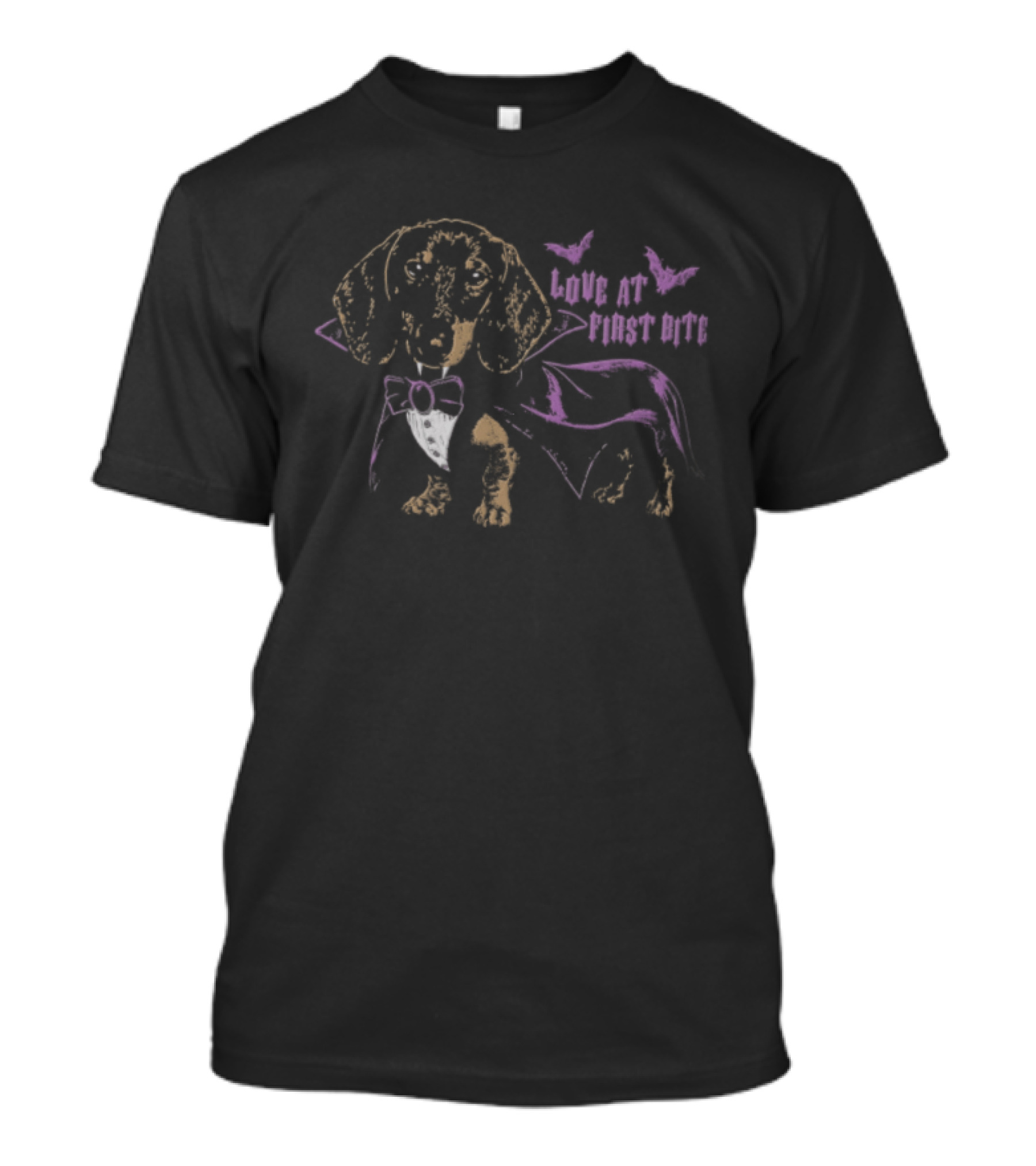 Love At First Bite Dachshund With Butterflies And Bowtie T-Shirt