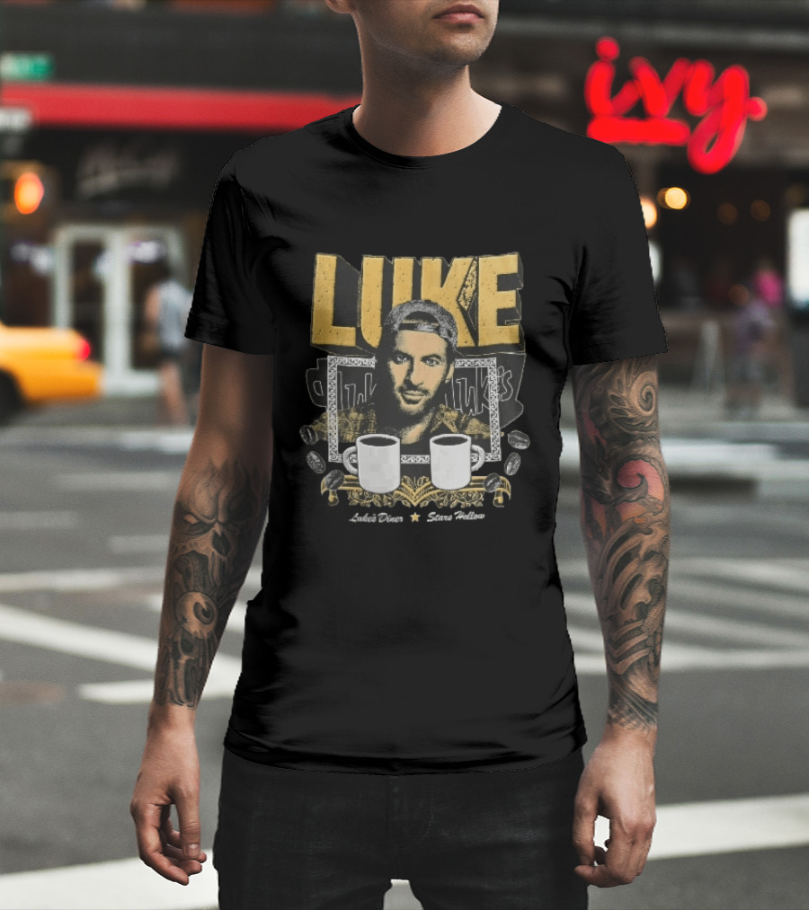 Luke's Diner Stars Hollow Backward Cap Coffee S Halftone Bootleg T-Shirt
