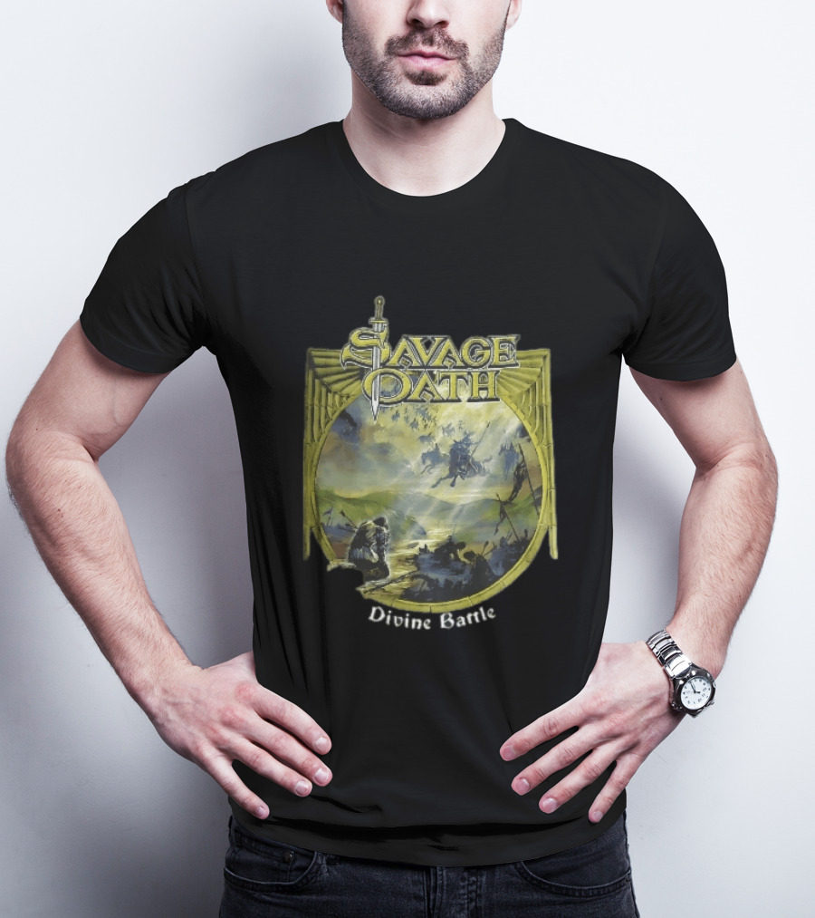 Savage Oath Divine Battle Ghostly Cavalry And Wounded Kneeling Knight T-Shirt