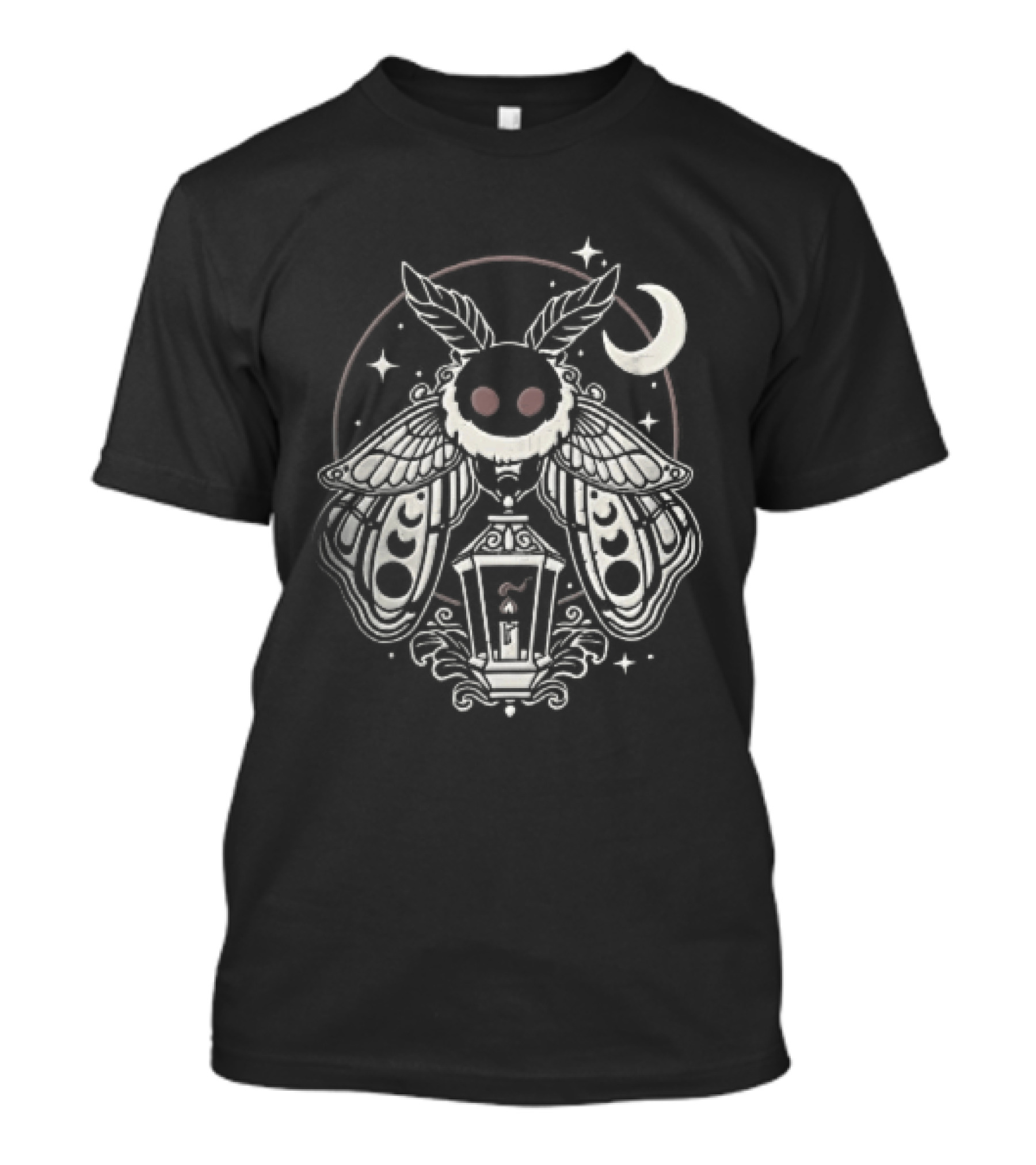 Mothman Red Eyes Candle Lantern Crescent Moon Stars T-Shirt