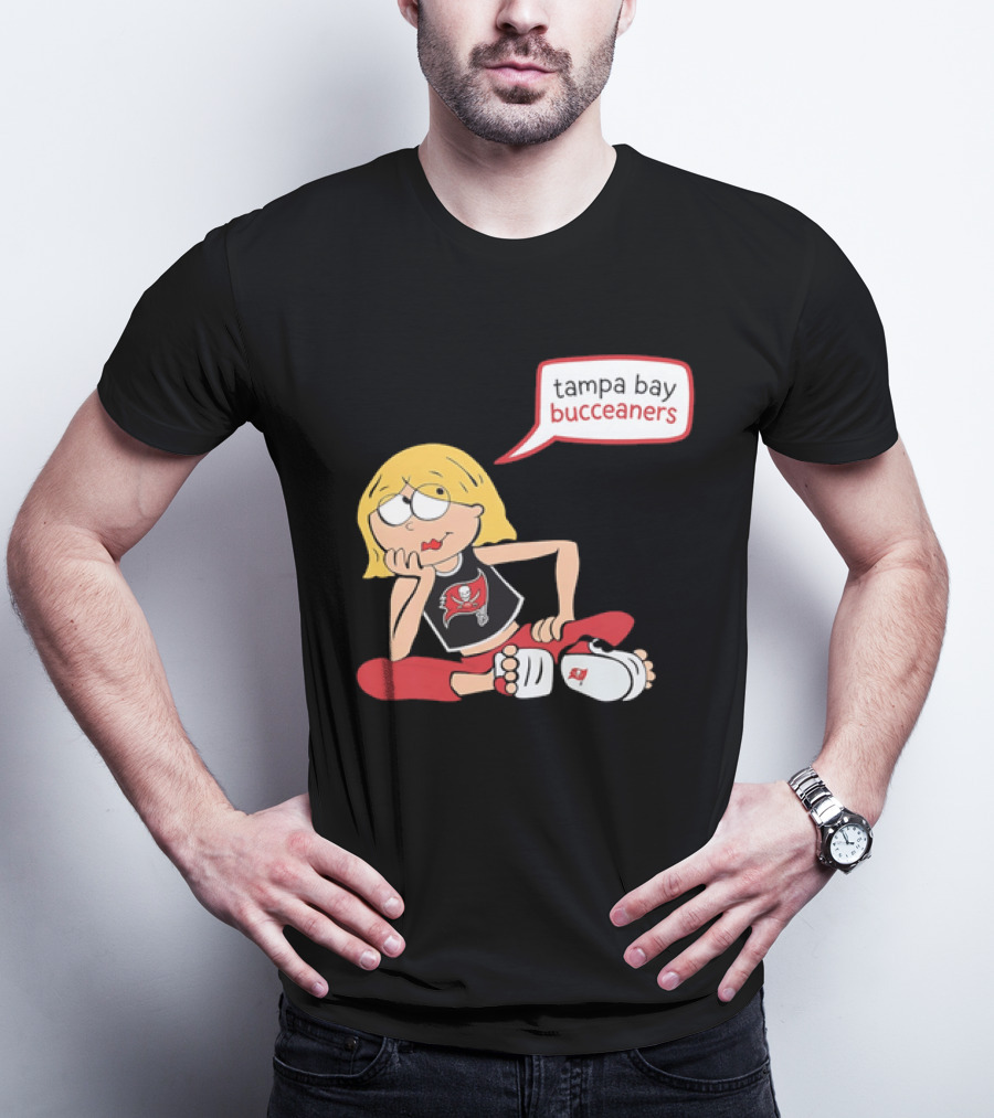 Tampa Bay Buccaneers Cartoon Blonde Girl Speech Bubble Red Pants T-Shirt