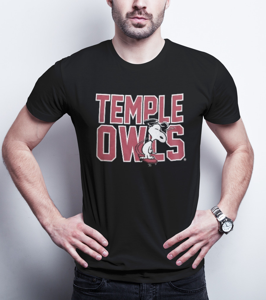 Temple Owls NCAA Snoopy Skateboarding Sunglasses T-Shirt