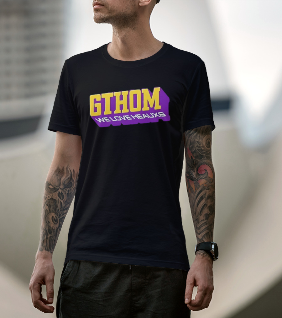 GTHOM We Love Heauxs Purple And Yellow Block Letters T-Shirt