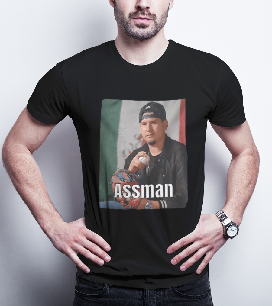 Assman Baseball Pitcher Holding Ball With Mexican Flag T-Shirt