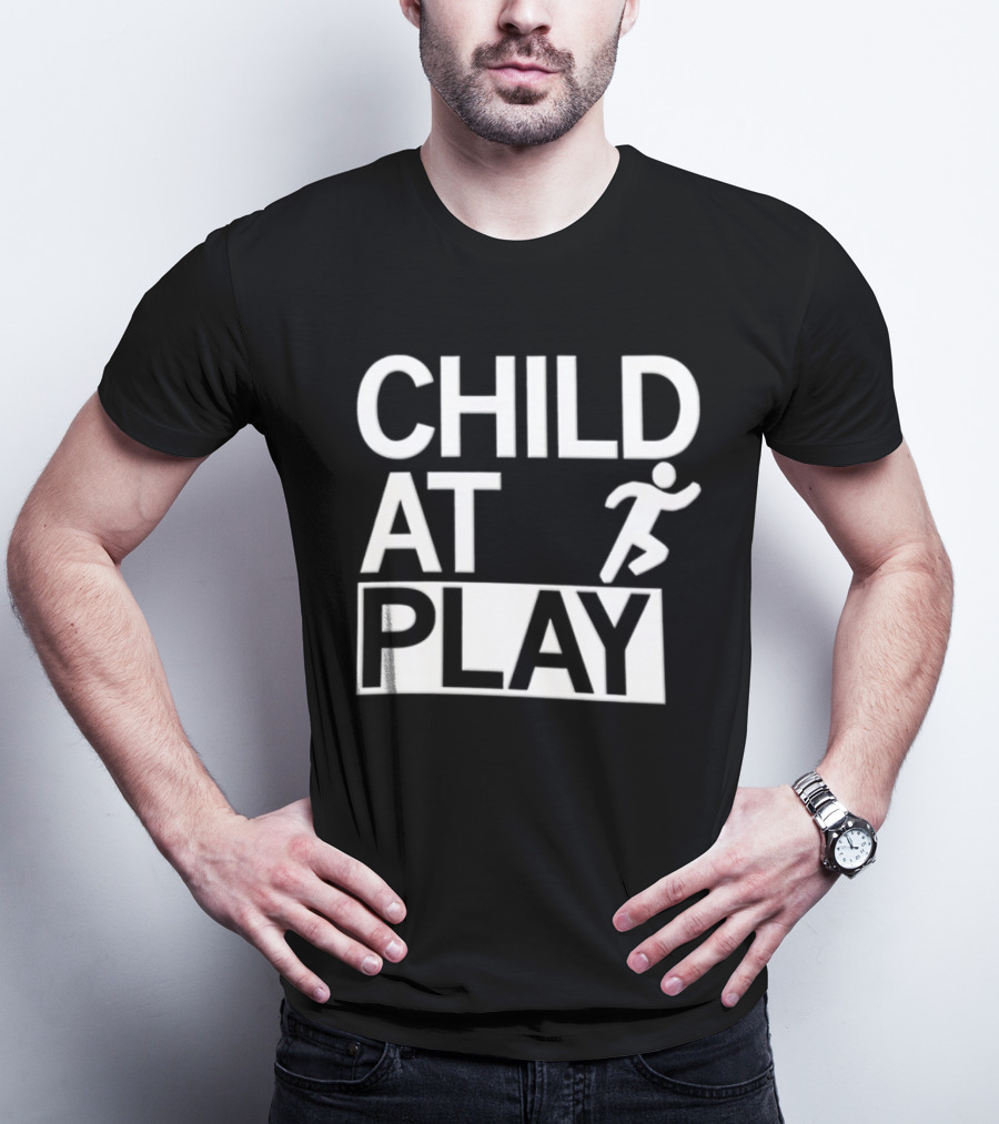 Child At Play Text With Running Figure T-Shirt