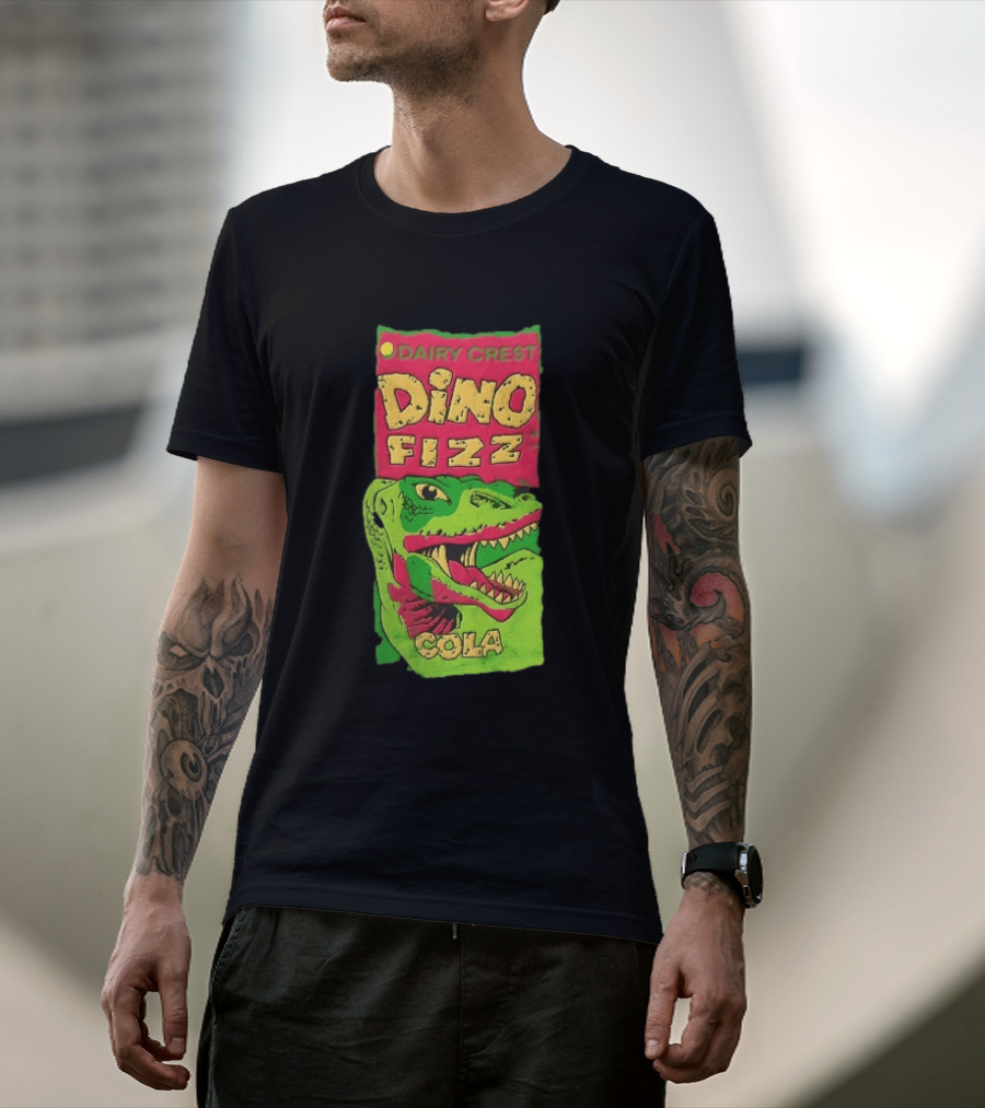 Dairy Crest Dino Fizz Cola Green Dinosaur Open Mouth Red T-Shirt