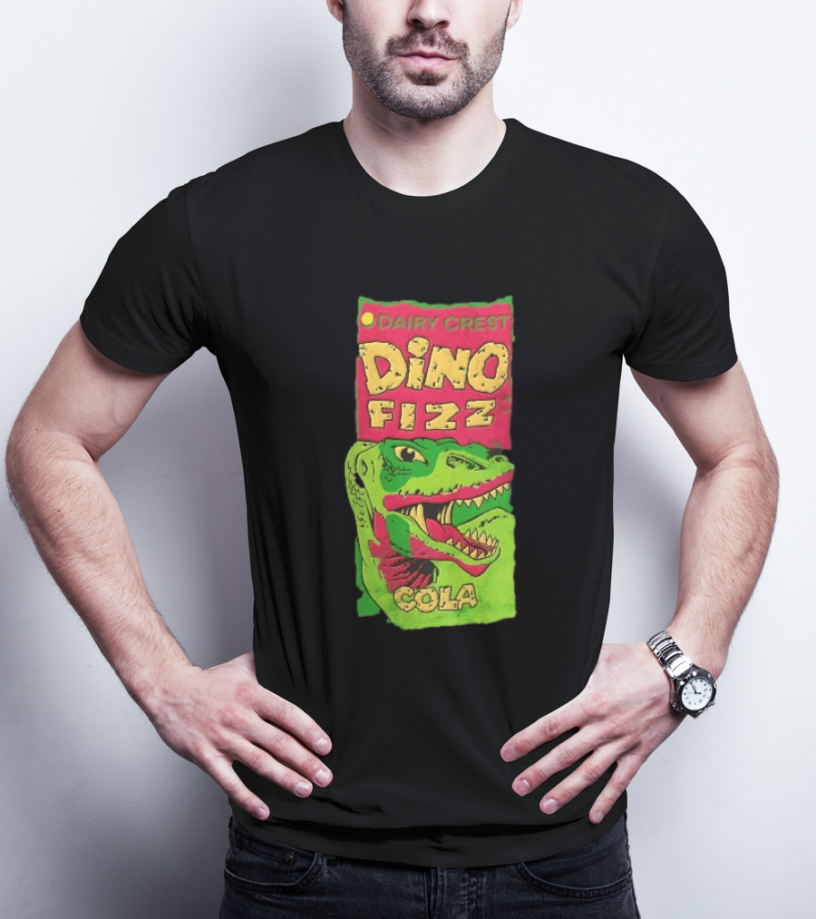Dairy Crest Dino Fizz Cola Green Dinosaur Open Mouth Red T-Shirt