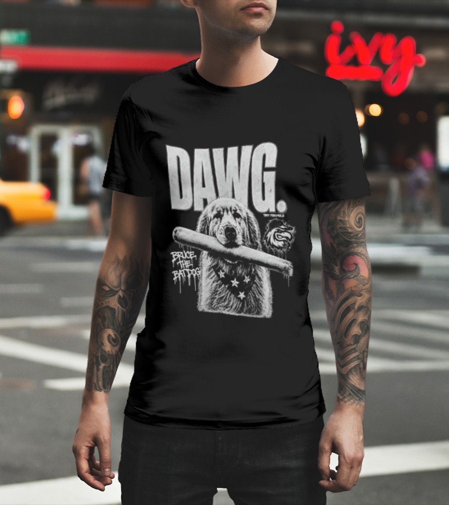 Dawg Bruce The Batdog Baseball Bat And Ball T-Shirt