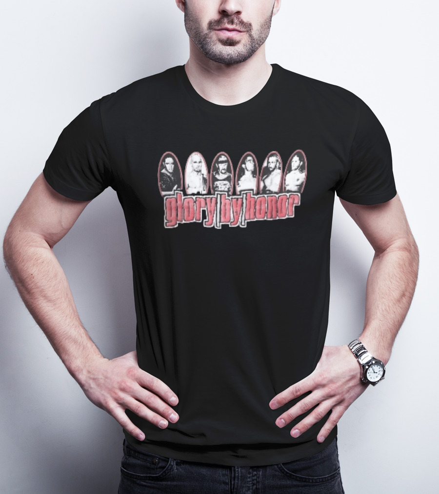 Glory By Honor Six Pro Wrestlers Black And White Oval Frames T-Shirt