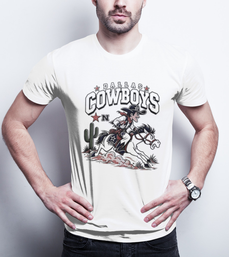 Dallas Cowboys Rider With Horse And Cactus Scene T-Shirt