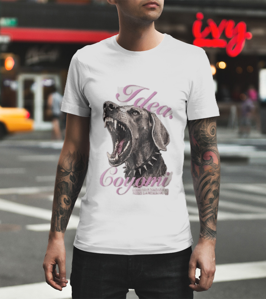 Rizin Idea Coyomi Nagasaki Snarling Dog Spiked Collar Pink Cursive 2024 T-Shirt