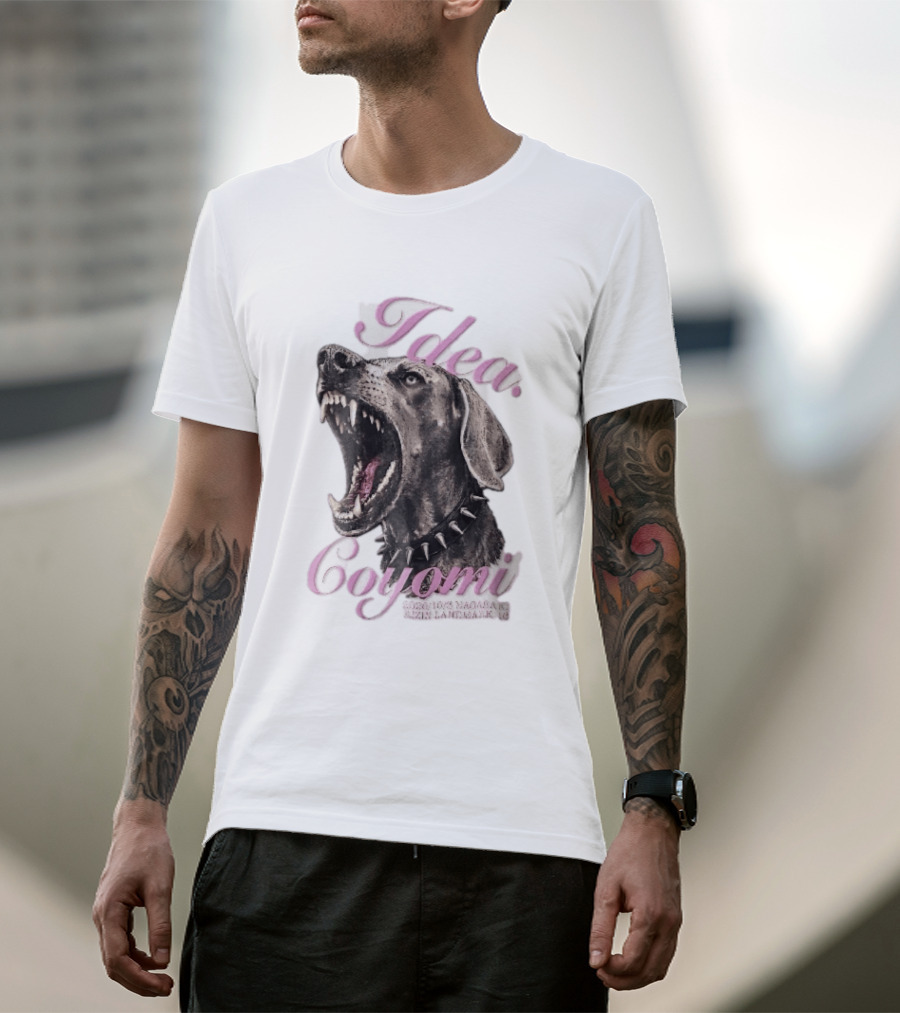 Rizin Idea Coyomi Nagasaki Snarling Dog Spiked Collar Pink Cursive 2024 T-Shirt