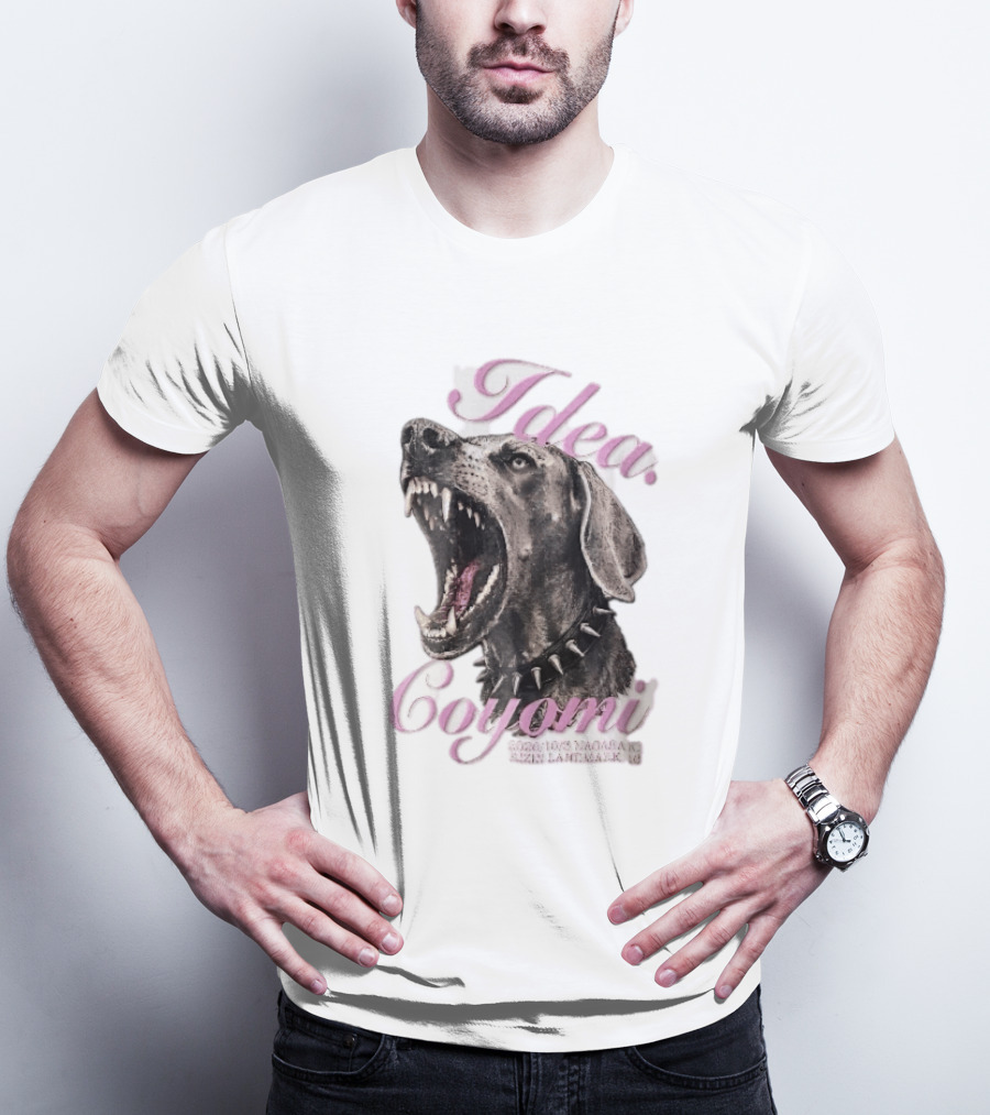 Rizin Idea Coyomi Nagasaki Snarling Dog Spiked Collar Pink Cursive 2024 T-Shirt