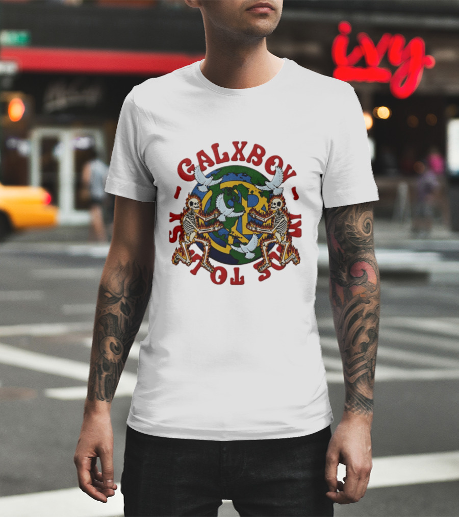 Galxboy Systms Toys Flaming Skeletons With Doves Peace T-Shirt