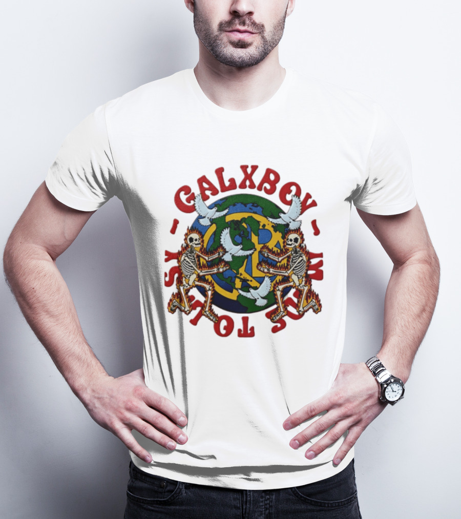 Galxboy Systms Toys Flaming Skeletons With Doves Peace T-Shirt