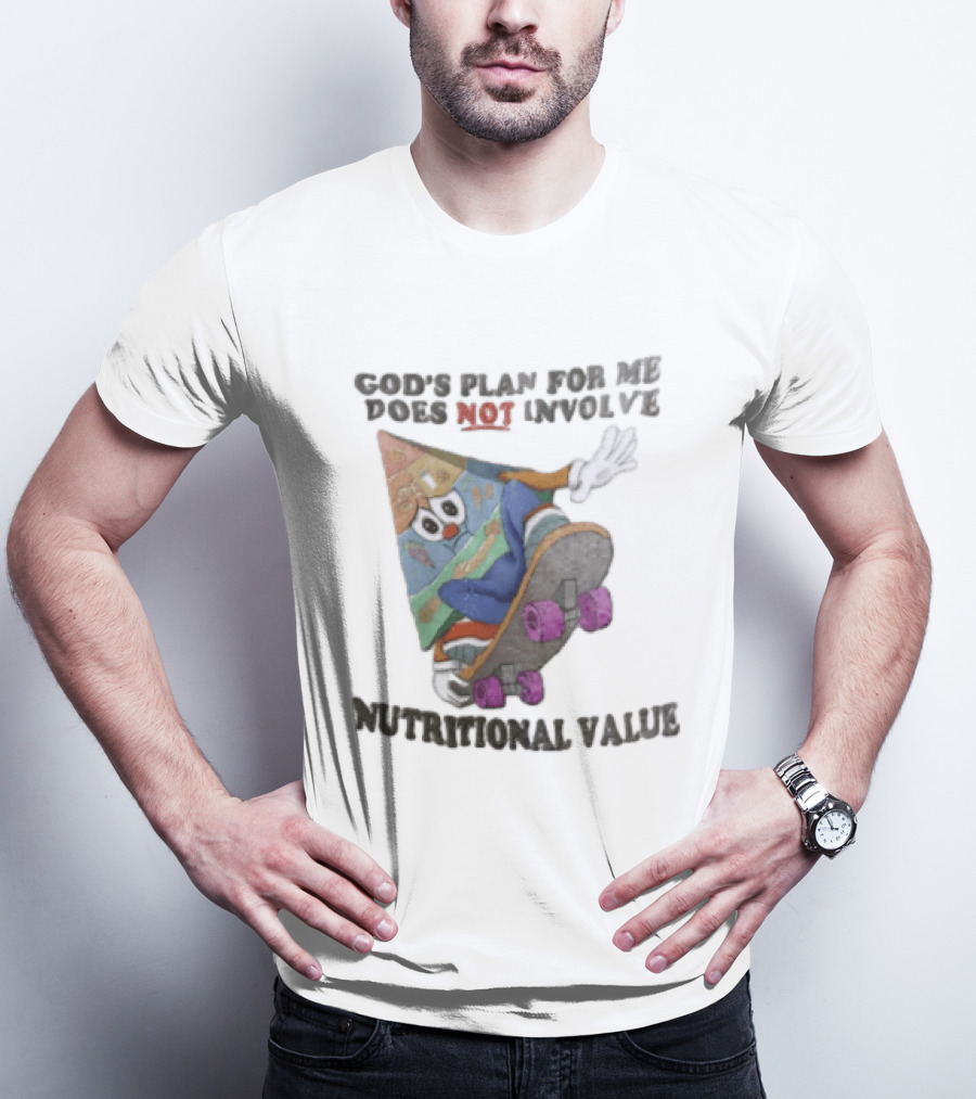God's Plan For Me Does Not Involve Nutritional Value Skateboarding Food Pyramid T-Shirt