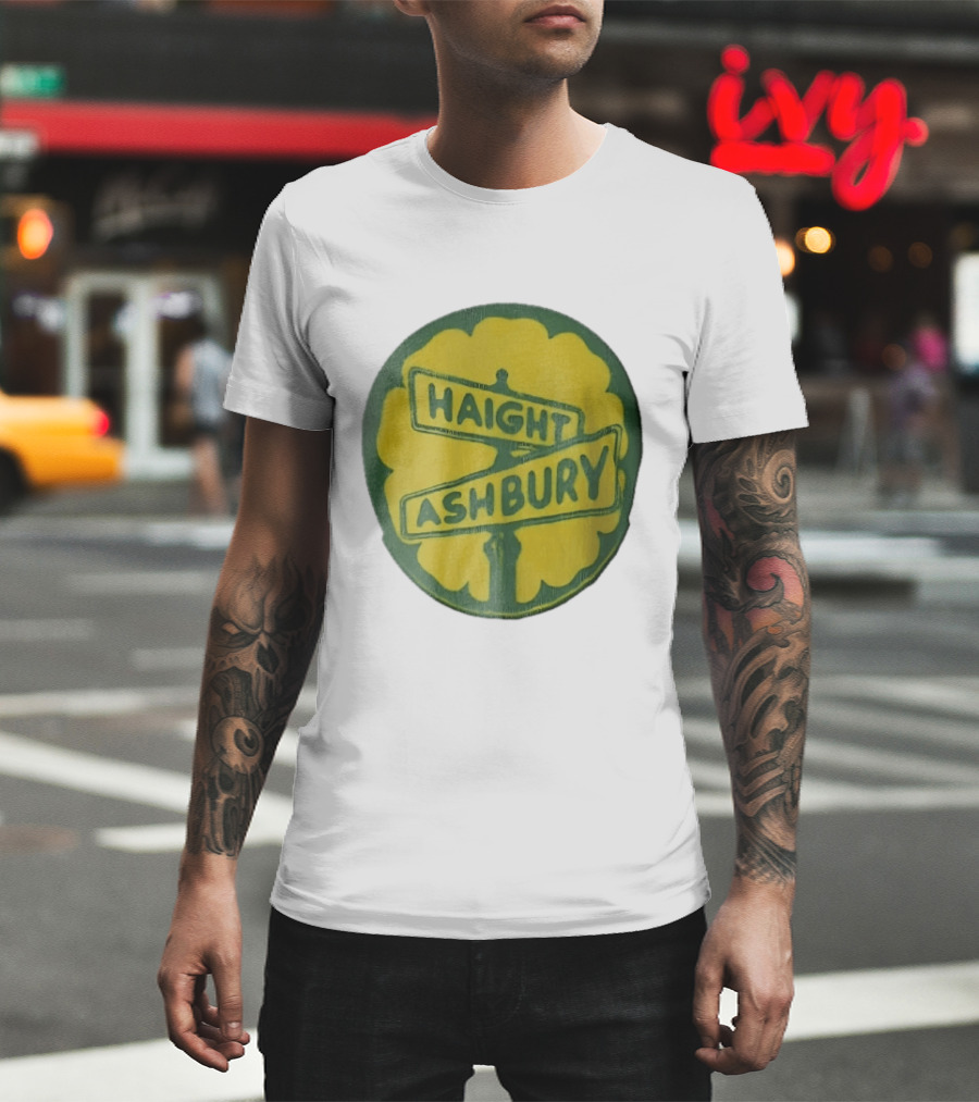Haight Ashbury Street Sign Yellow Flower T-Shirt