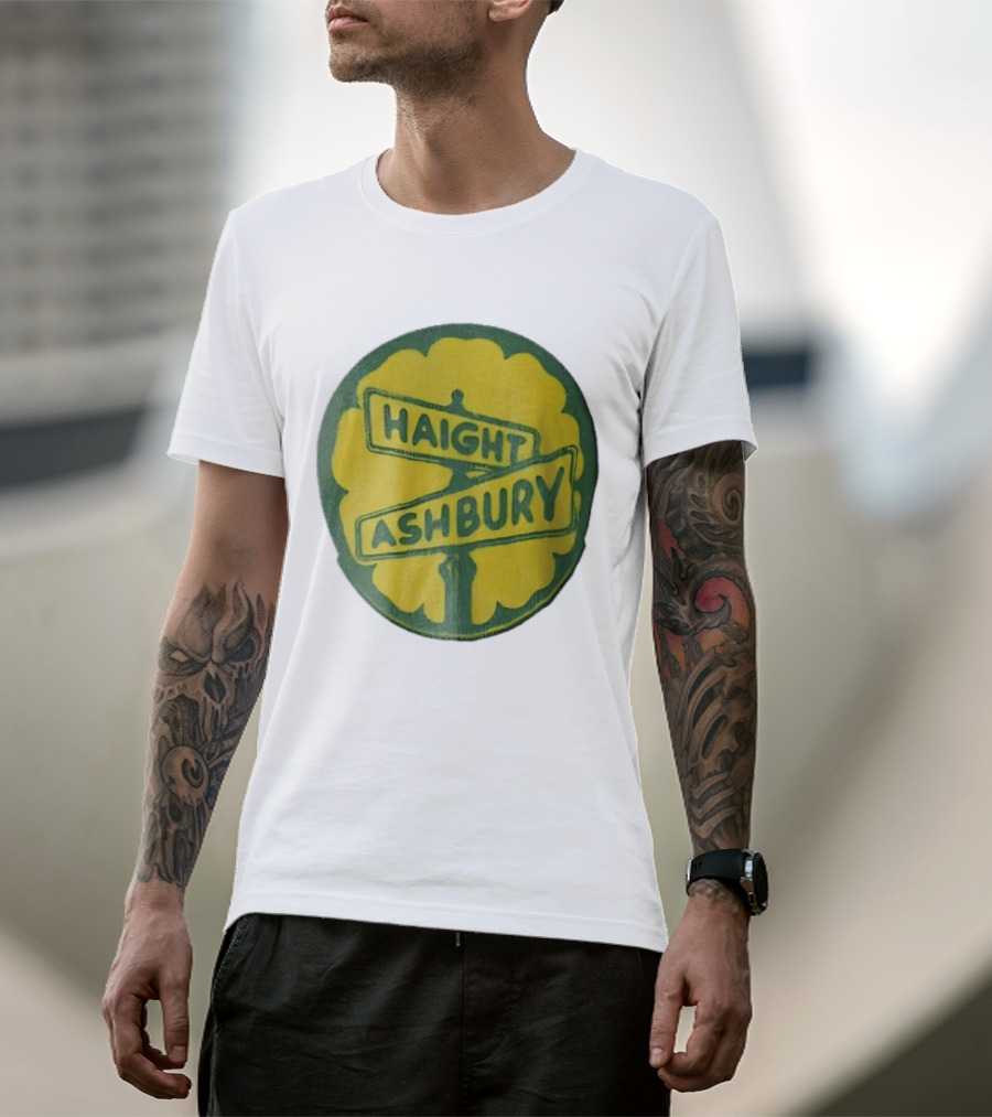 Haight Ashbury Street Sign Yellow Flower T-Shirt