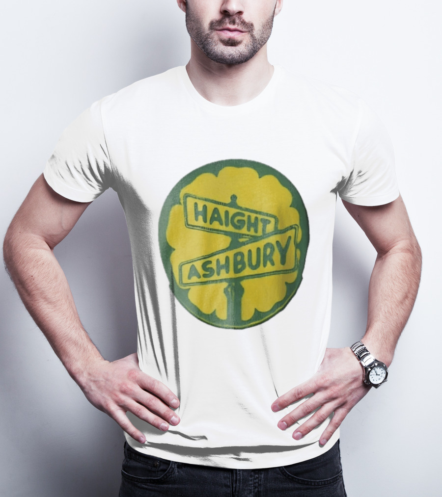 Haight Ashbury Street Sign Yellow Flower T-Shirt