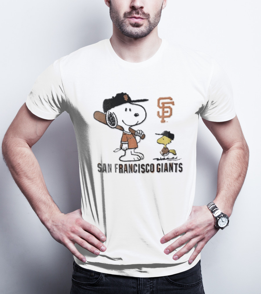 San Francisco Giants Snoopy Woodstock Cartoon Baseball MLB T-Shirt