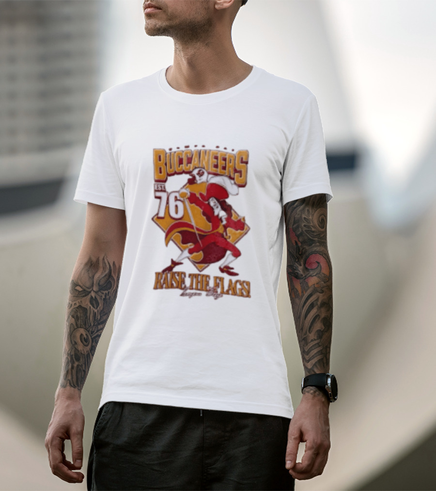 Buccaneers EST 76 Captain Hook Raise The Flags T-Shirt