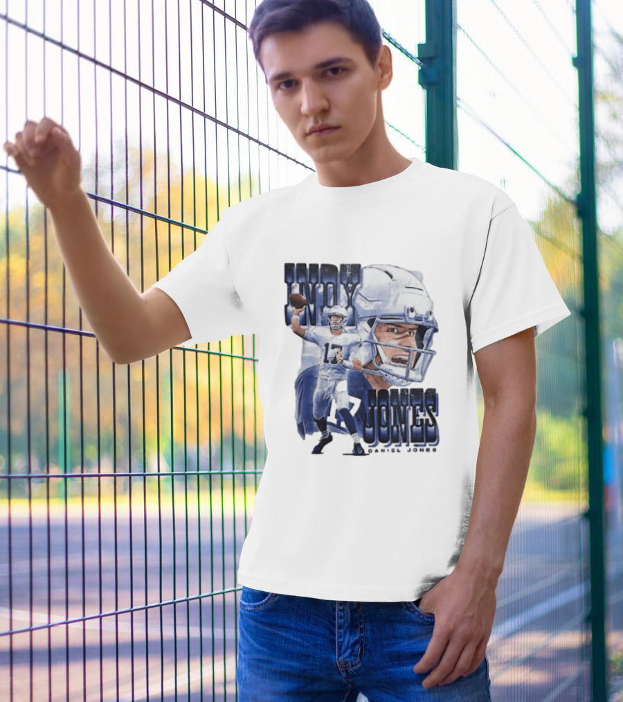 Indy Jones Football Quarterback Throwing Action Close Up Helmet T-Shirt