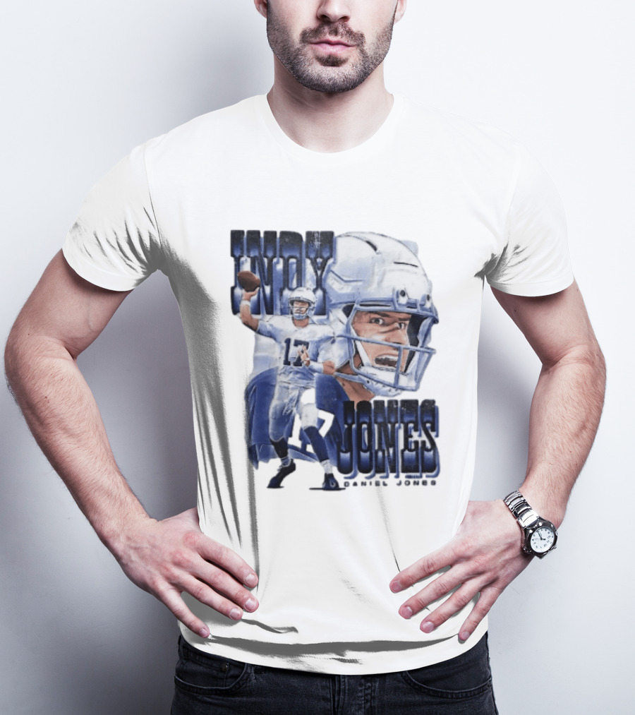Indy Jones Football Quarterback Throwing Action Close Up Helmet T-Shirt