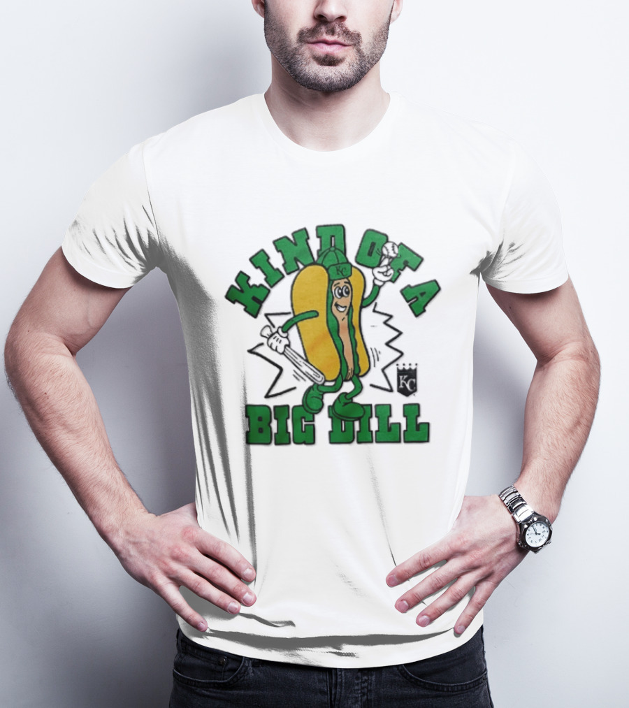 Kansas City Royals MLB Kinda Of A Big Dill Cartoon Pickle Hot Dog KC T-Shirt