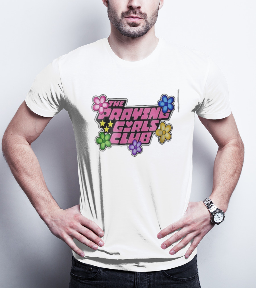 The Praying Girls Club Pink Floral Stars Flower Bubble T-Shirt