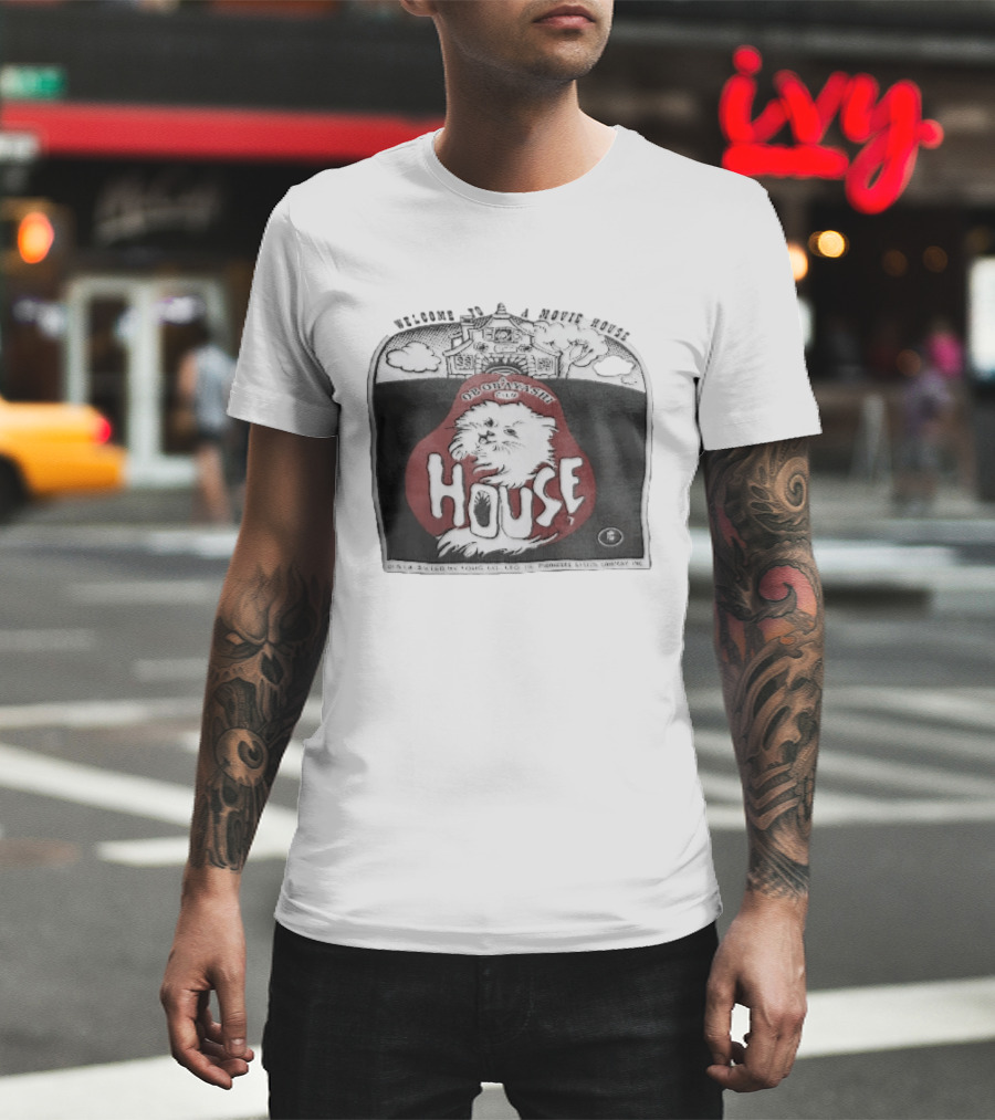 Welcome To A Movie House Ob Obayashi Film Toho Co Ltd Fluffy White Cat T-Shirt