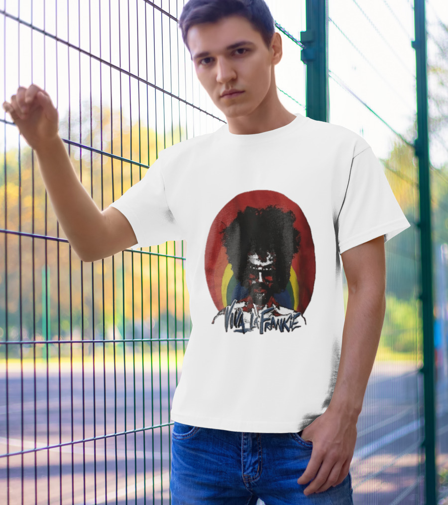 Viva LA Frankie Afro Man Glasses Rainbow Oval T-Shirt