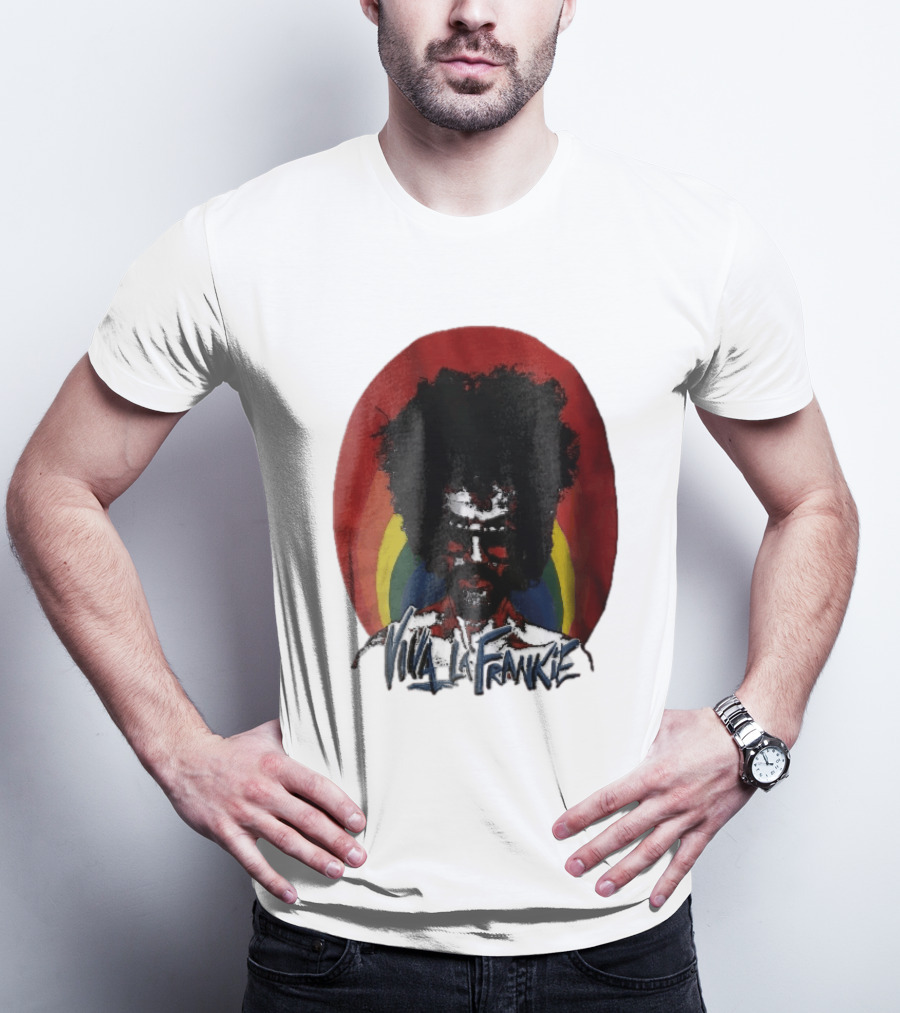 Viva LA Frankie Afro Man Glasses Rainbow Oval T-Shirt