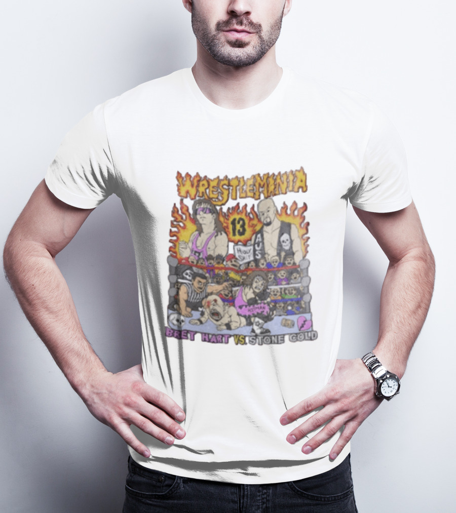 Wrestlemania 13 Bret Hart Vs Stone Cold Steve Austin Holy Shit Vintage Wrestling Battle T-Shirt