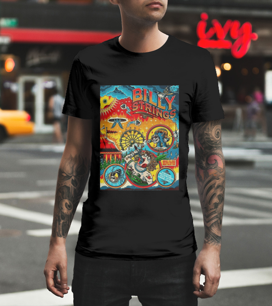 Billy Strings Ionia Freak Fair 2026 Night 2 Ionia MI August 29 UFO Carnival Extravaganza Ferris Wheel T-Shirt