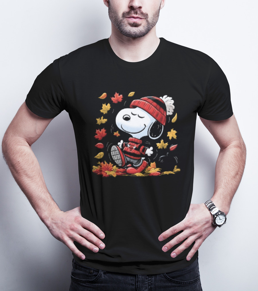 Chicago Bulls NBA Snoopy Dancing Autumn Leaves Pumpkin Cartoon T-Shirt