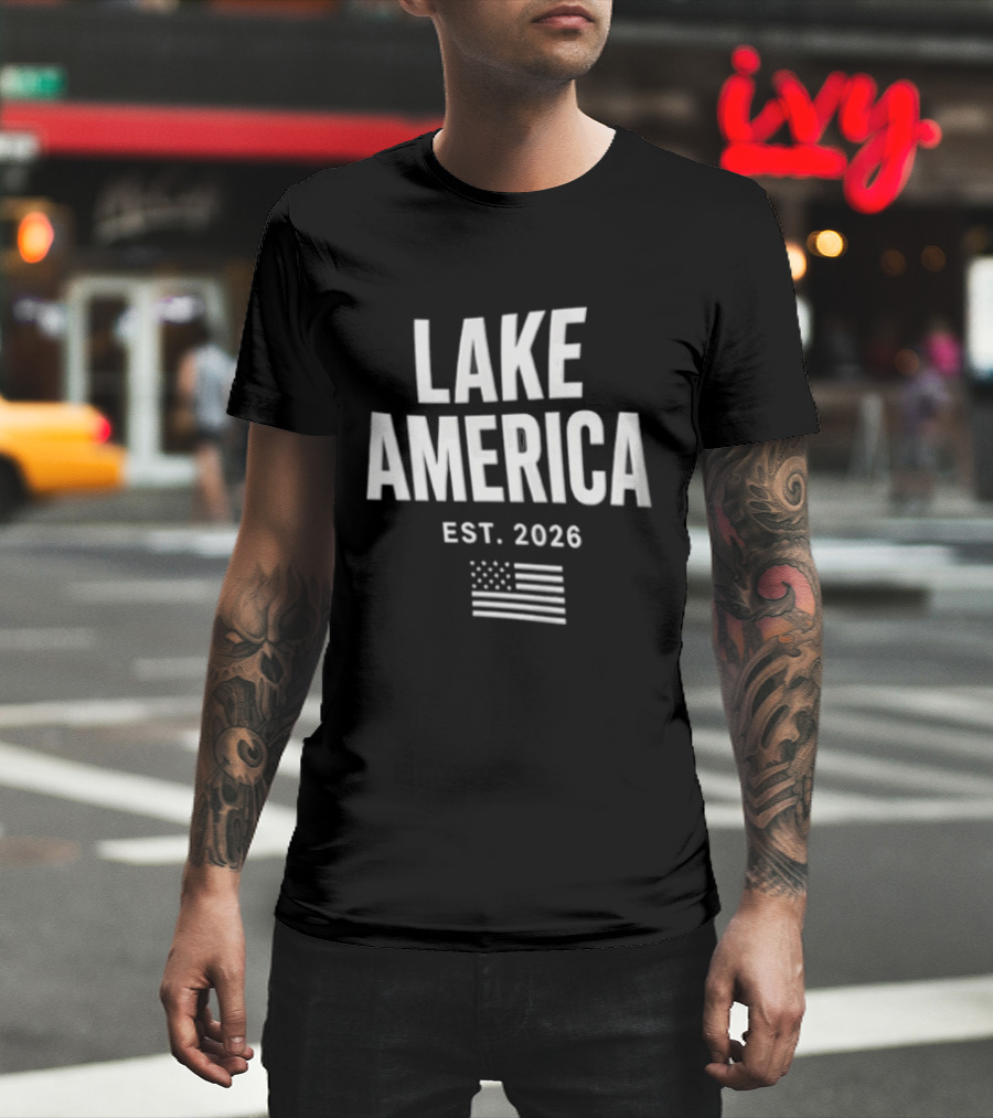 Lake America Est. 2026 American Flag Stars Stripes T-Shirt