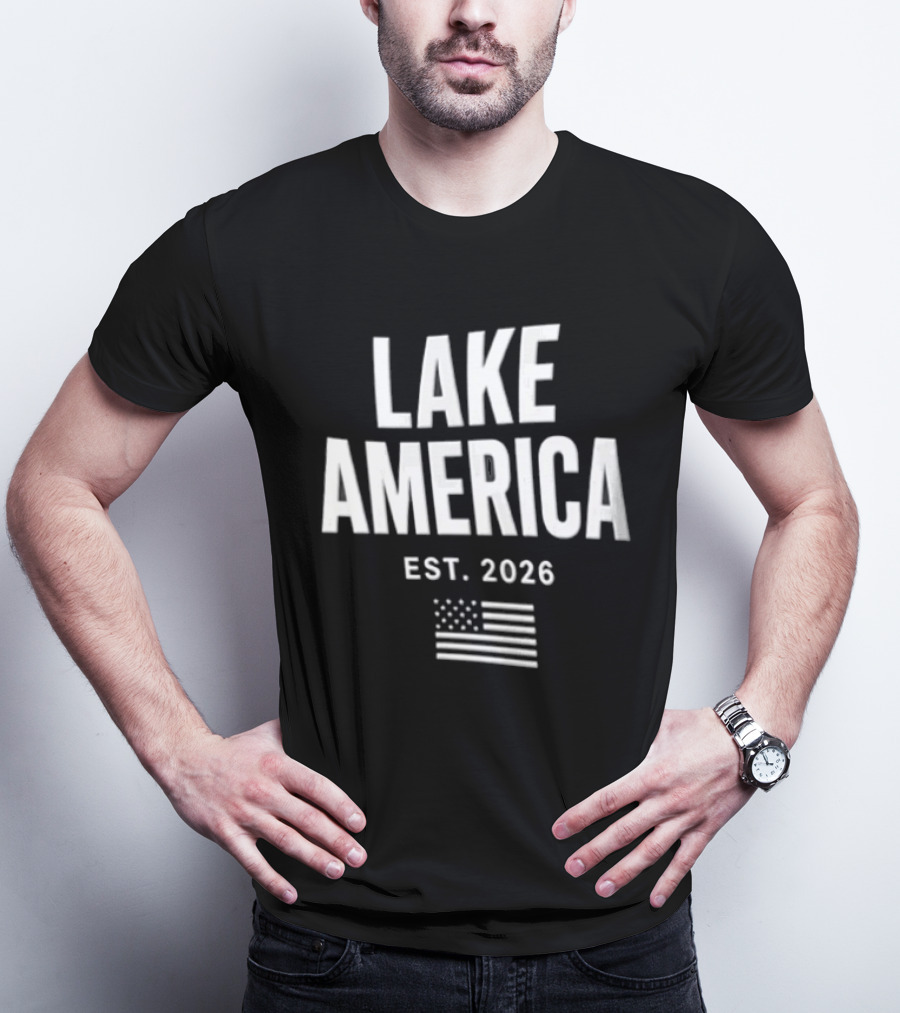 Lake America Est. 2026 American Flag Stars Stripes T-Shirt