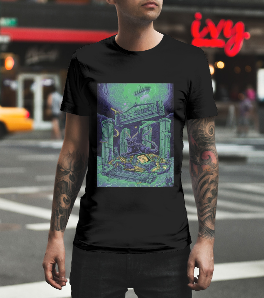 Eric Church Soaring Eagle Casino Resort 2026 Mt Pleasant MI August 14 Mythical Panther And Serpent T-Shirt