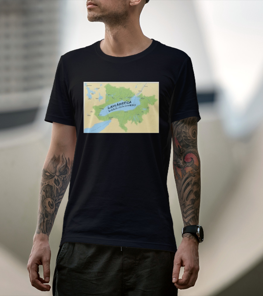 Lake Ontario Map Lake America Fun Geography Twist T-Shirt