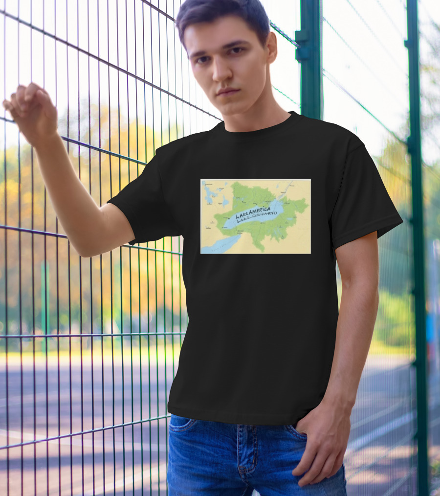 Lake Ontario Map Lake America Fun Geography Twist T-Shirt