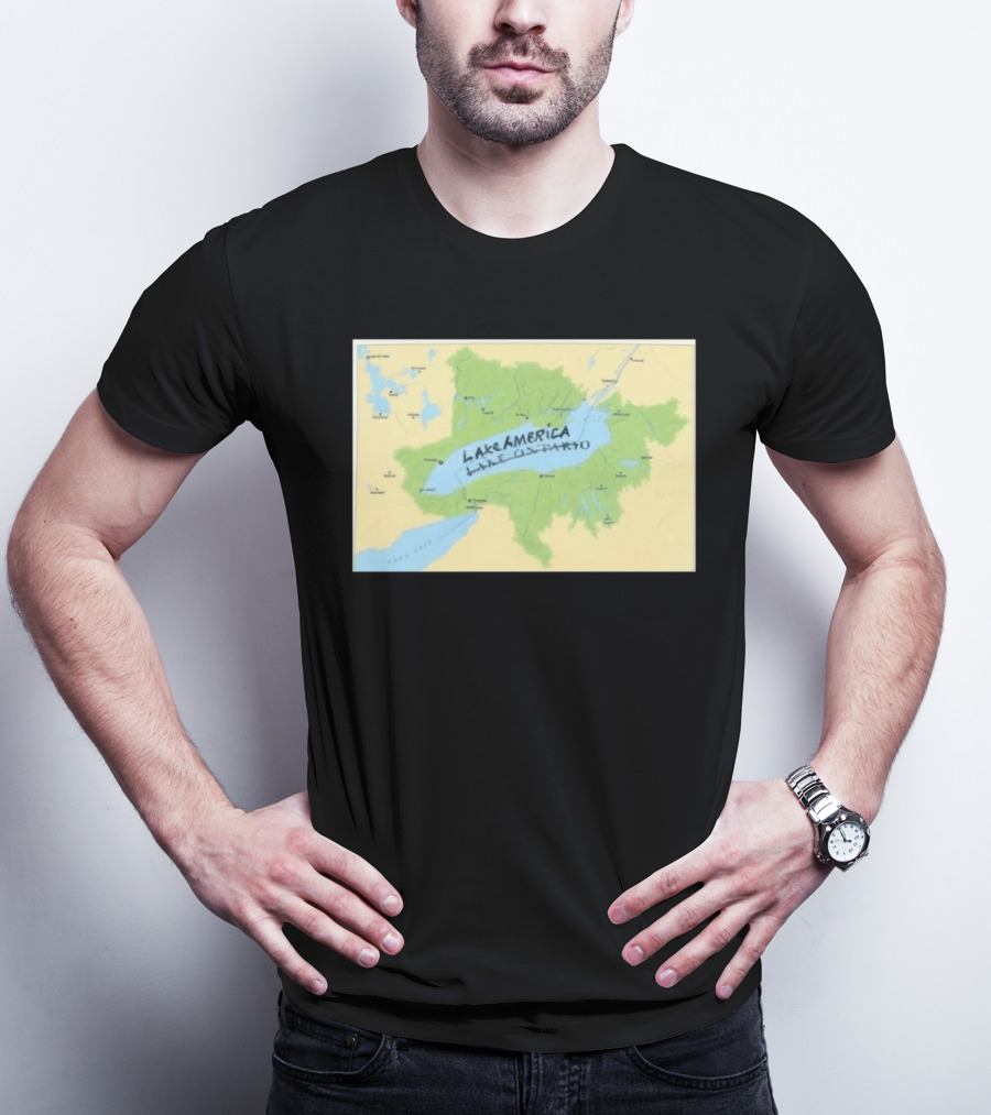 Lake Ontario Map Lake America Fun Geography Twist T-Shirt