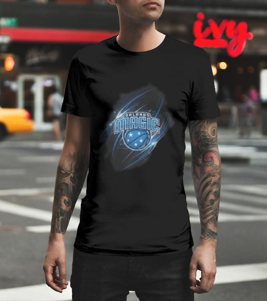 Orlando Magic NBA Basketball Stars Glowing Blue Swirl T-Shirt