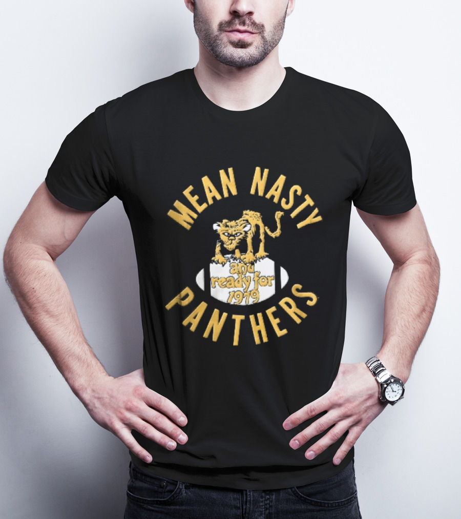 Mean Nasty Panthers Cartoon Panther Standing On Football Ready For 1979 T-Shirt