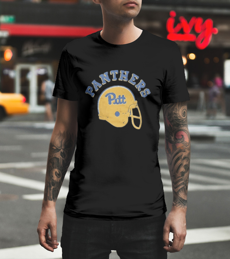 Pittsburgh Panthers NCAA Pitt Yellow Football Helmet Panthers T-Shirt