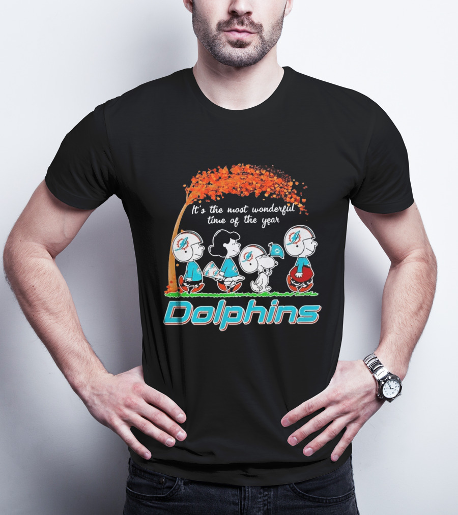 Peanuts Miami Dolphins It's The Most Wonderful Time Of The Year Halloween 2026 T-Shirt