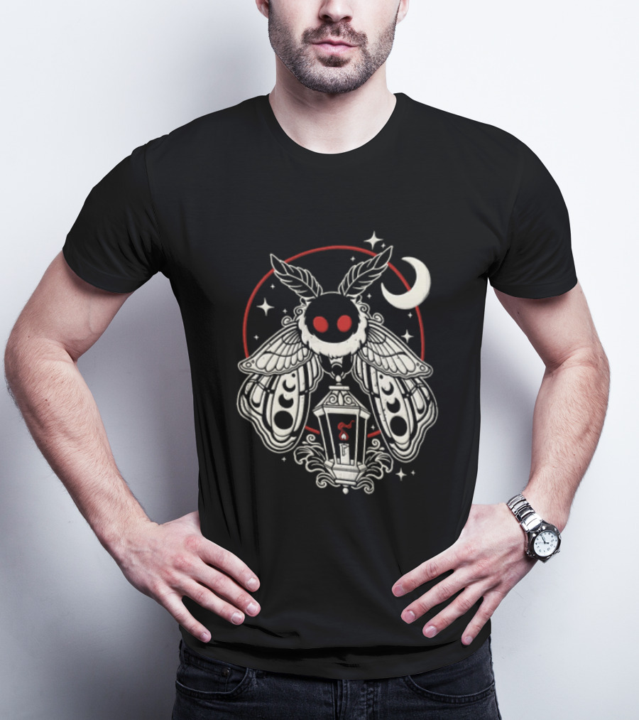 Mothman Lantern Moon Stars T-Shirt