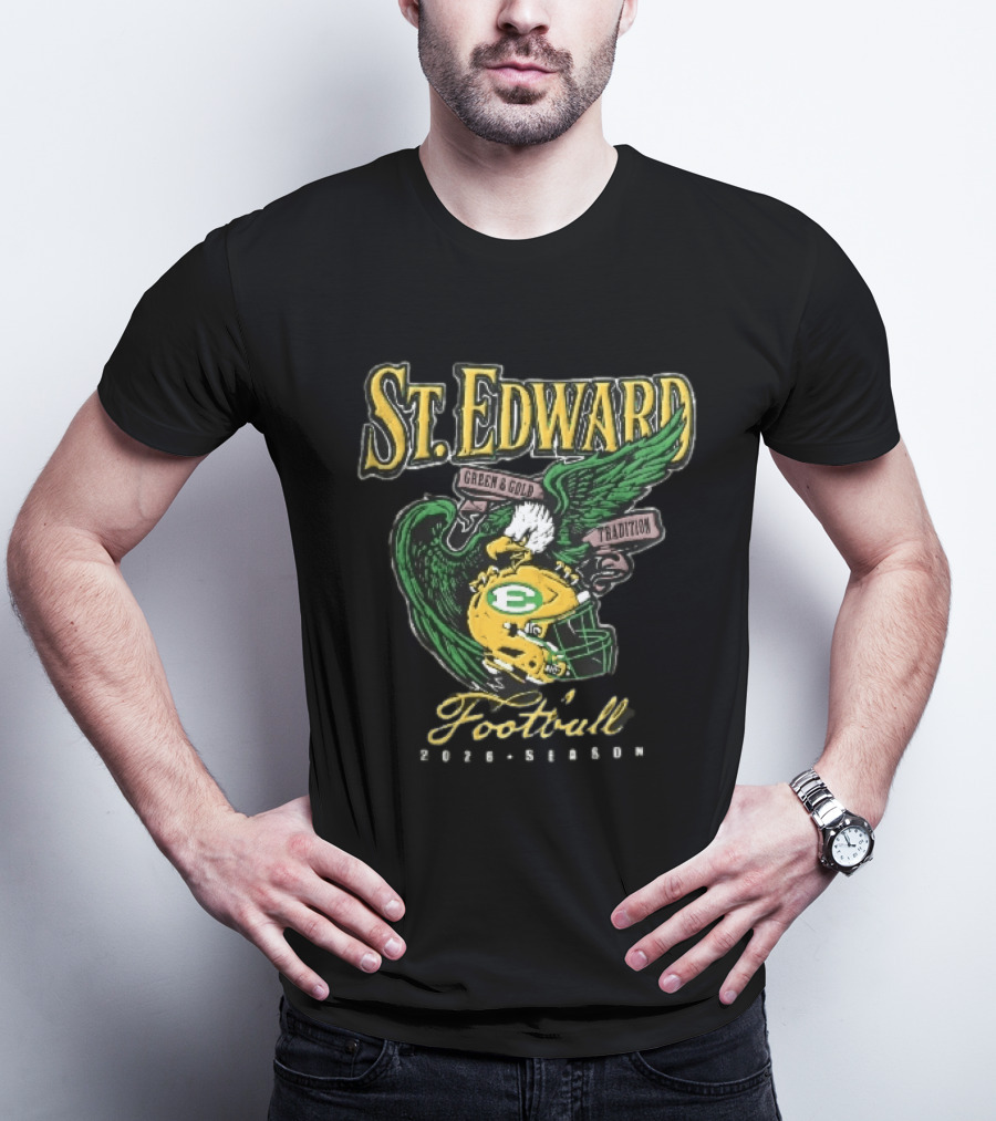 St Edward Green And Gold Tradition Football 2026 Season Eagle Helmet T-Shirt