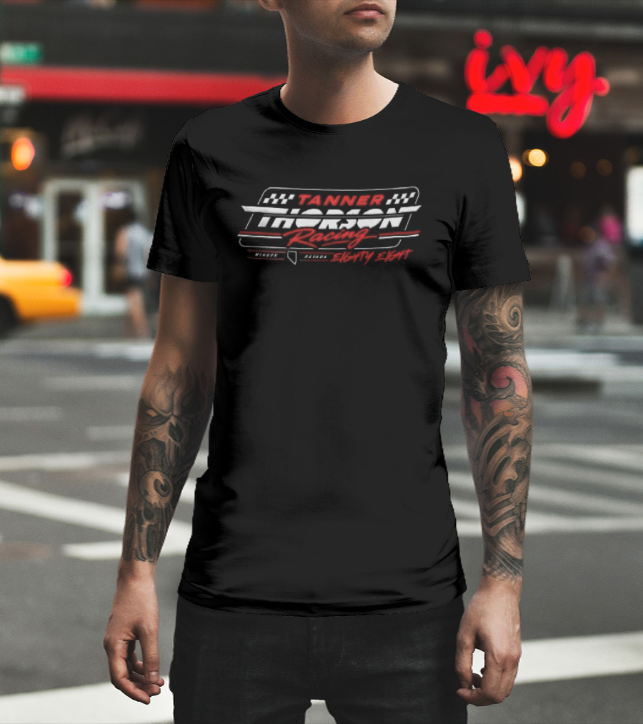 Tanner Thorson Racing Minden Nevada Eighty Eight Checkered Flag Frame T-Shirt